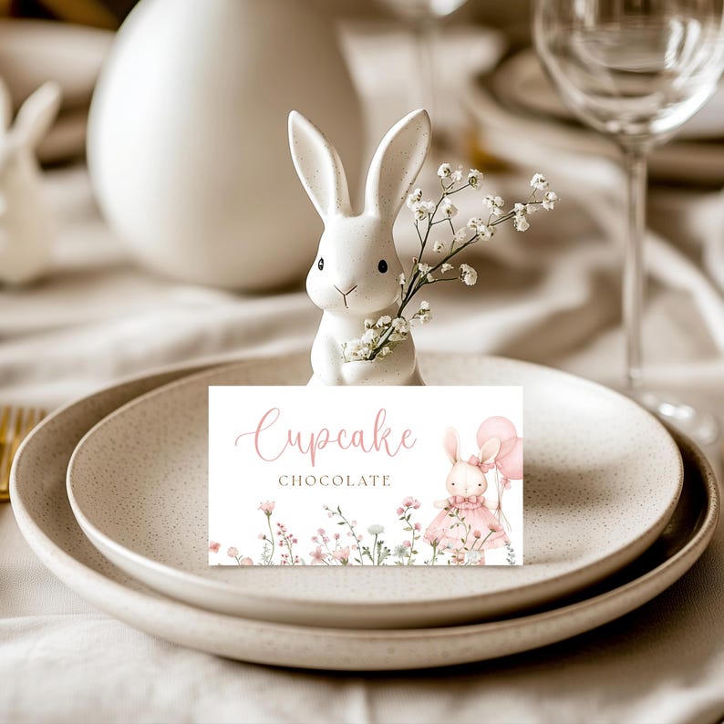 Easter Bunny Birthday Buffet Label Template, Printable Birthday Food ...