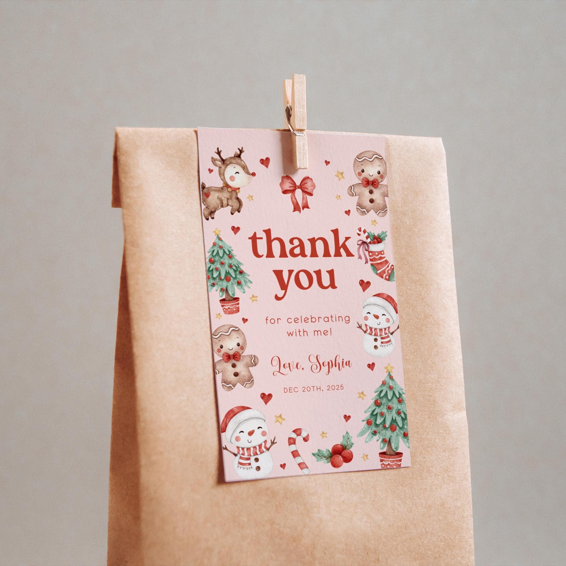 Christmas Thank You Tag Template, Holiday Favor Tag (editable) - Etsy