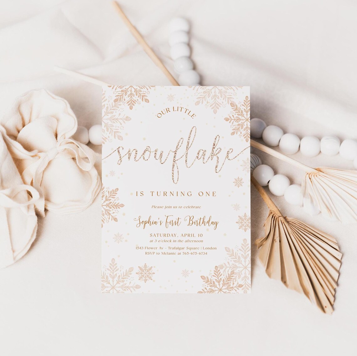 Editable Snowflake 1st Birthday Invitation, Winter Onederland (digital ...