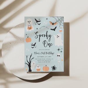 Spooky One Halloween Birthday Invitation, First Birthday Party (digital ...