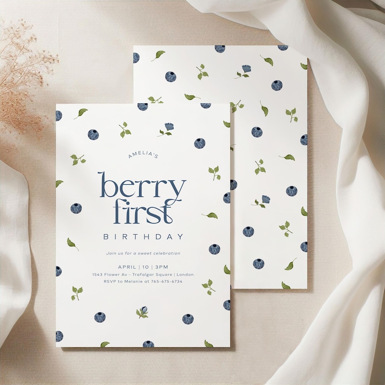 Editable Berry First Birthday Invitation Template, Berry First Birthday ...