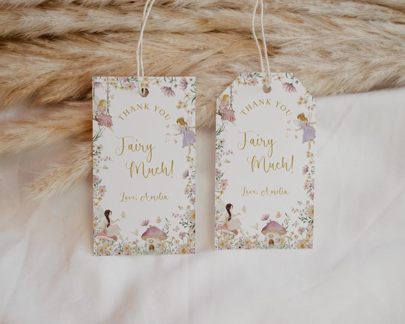 Enchanted Fairy First Birthday Thank You Tag Template, First Birthday ...