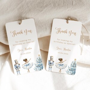 Nutcracker Birthday Thank You Tag Template, Christmas Birthday Digital ...