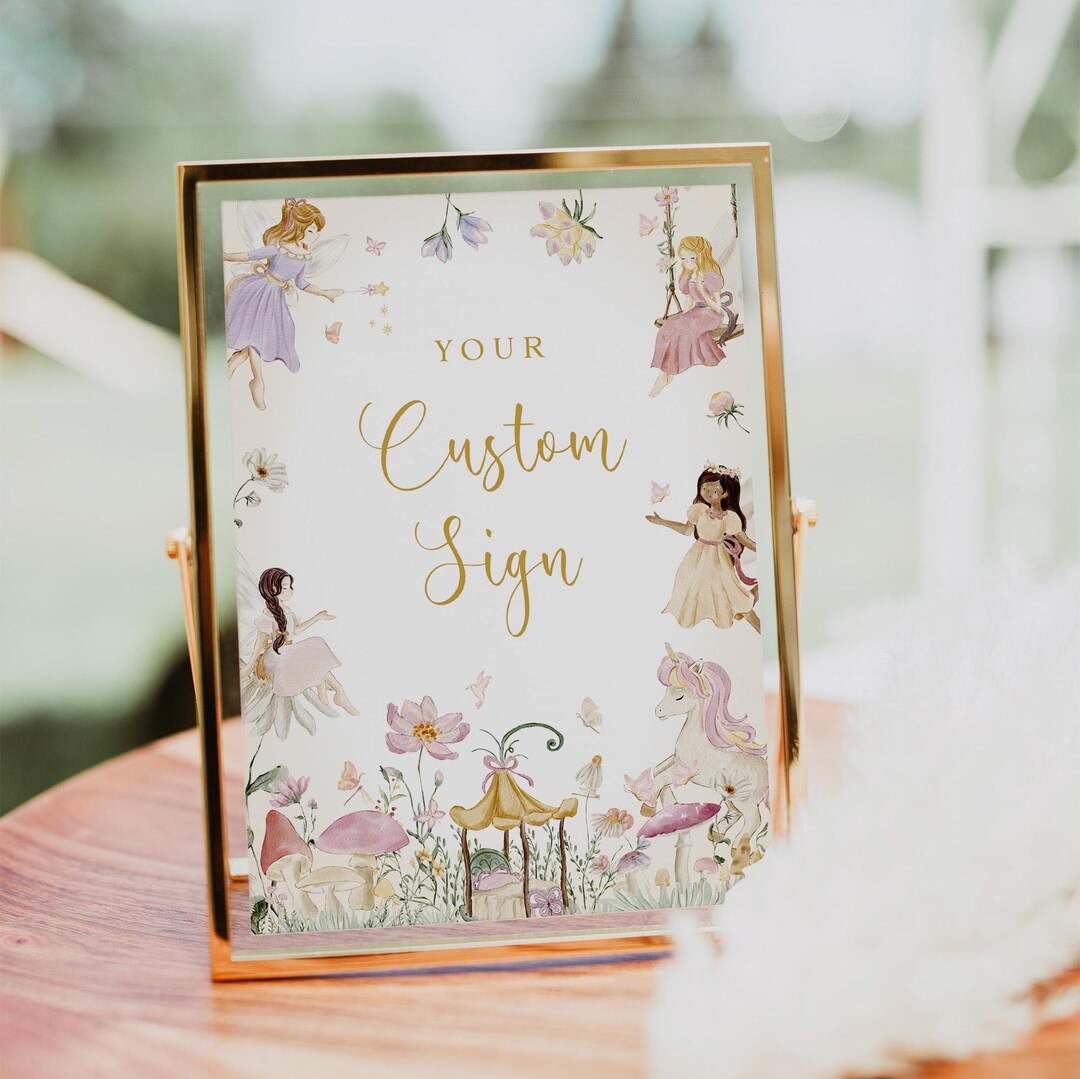 Fairy First Birthday Sign, Editable Template (digital Download) - Etsy