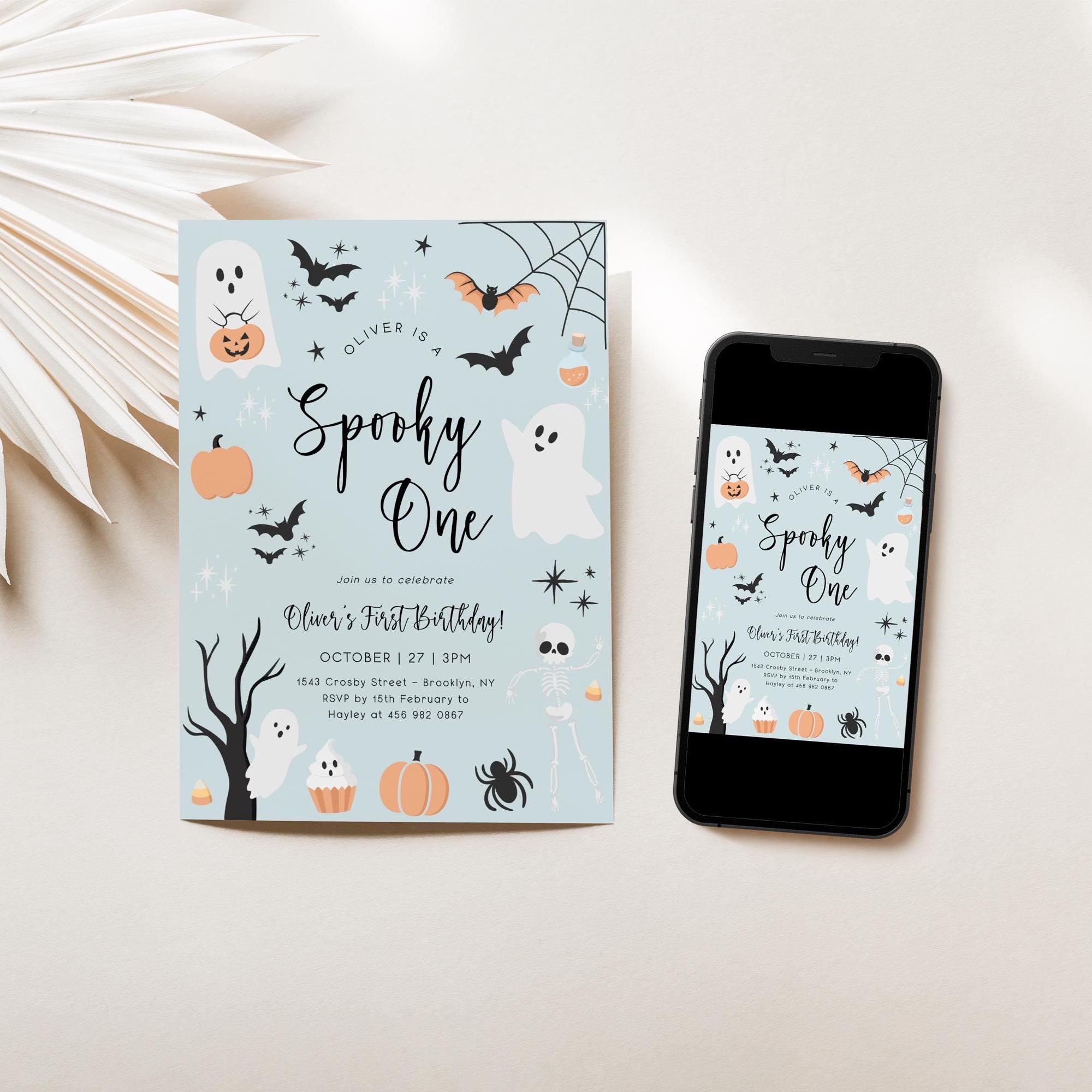 Spooky One Halloween Birthday Invitation, First Birthday Party (digital ...