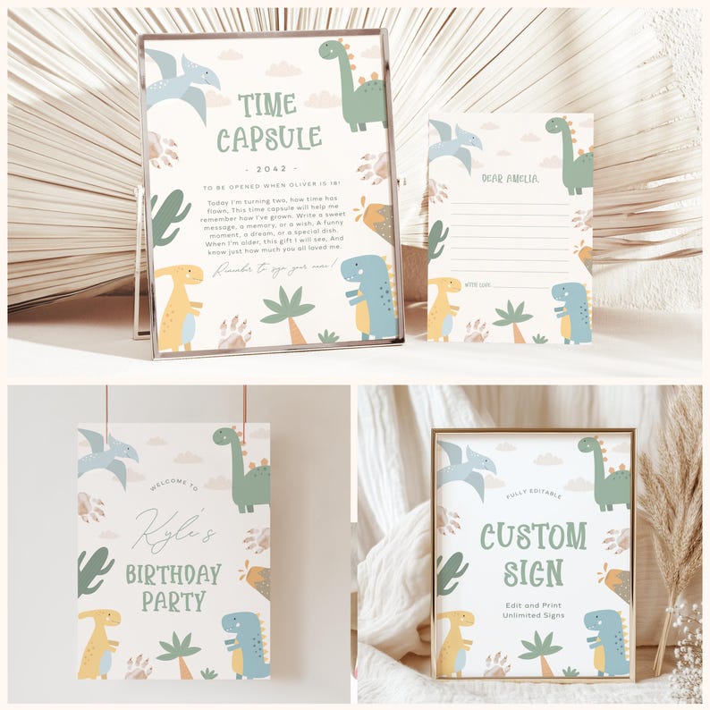 Two-rex Dinosaur Birthday Bundle Template, Dinosaur 2nd Birthday Party ...