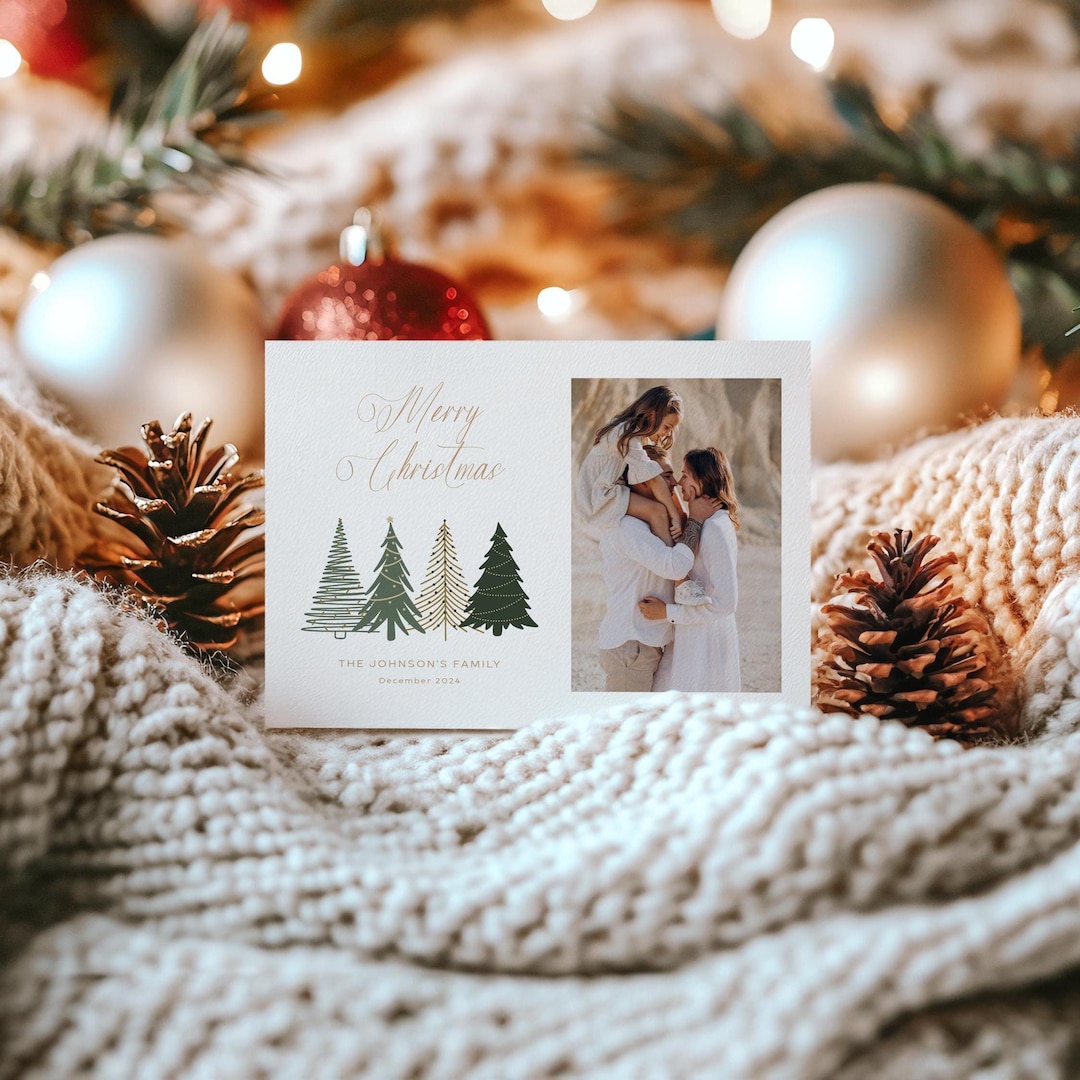 Editable Christmas Photo Card Template, Printable Holiday Family Card ...