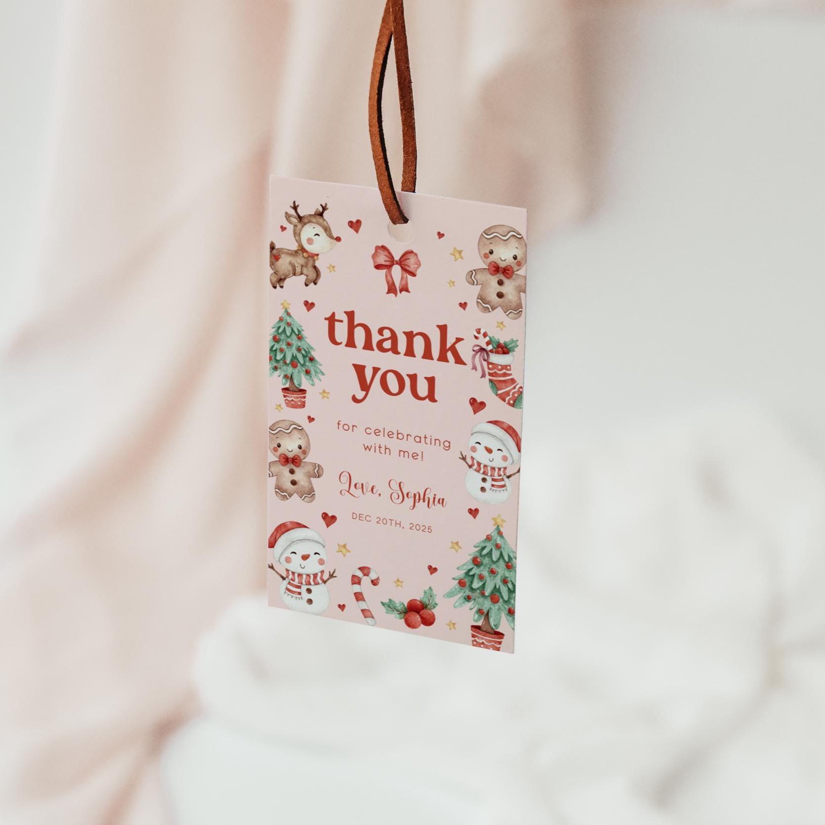 Christmas Thank You Tag Template, Holiday Favor Tag (editable) - Etsy