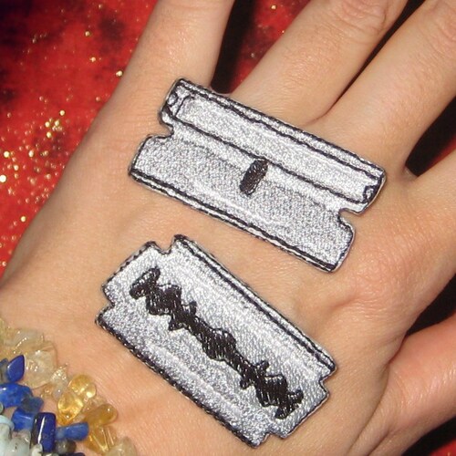 Life Sized Razor Blade Blades Pair Iron on Patch - Etsy