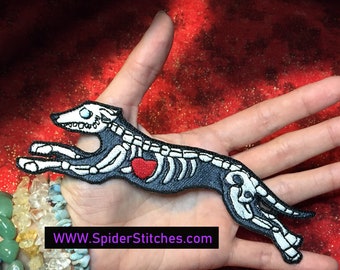 Skeleton Bone Dog Pug Iron on Patch - Etsy