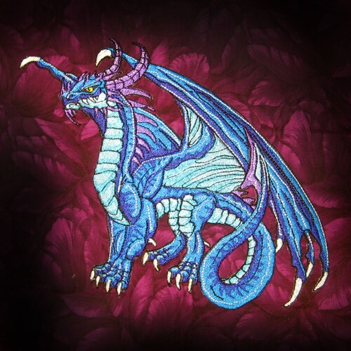 HUGE Flying Wyvern Dragon Black and Red Iron on Patch - Etsy