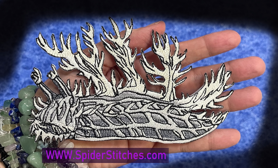 Black Ghost Nudi Sea Slug Nudibranch Iron on Patch Animal Patches ...