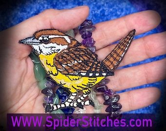 Single Carolina Wren Bird Embroidered Iron On/sew Patch [5.9