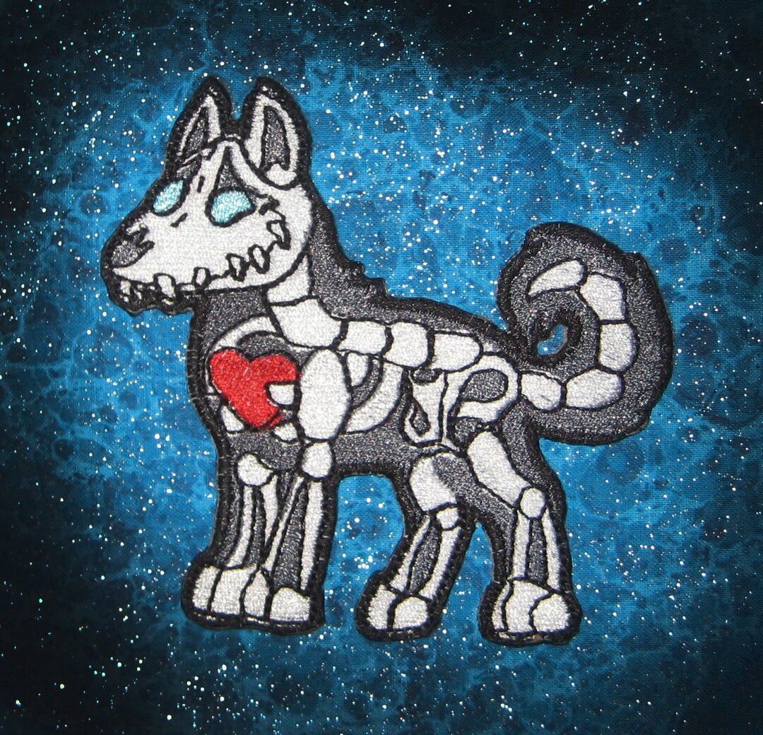 Skeleton Bone Dog Siberian Husky Iron on Patch - Etsy