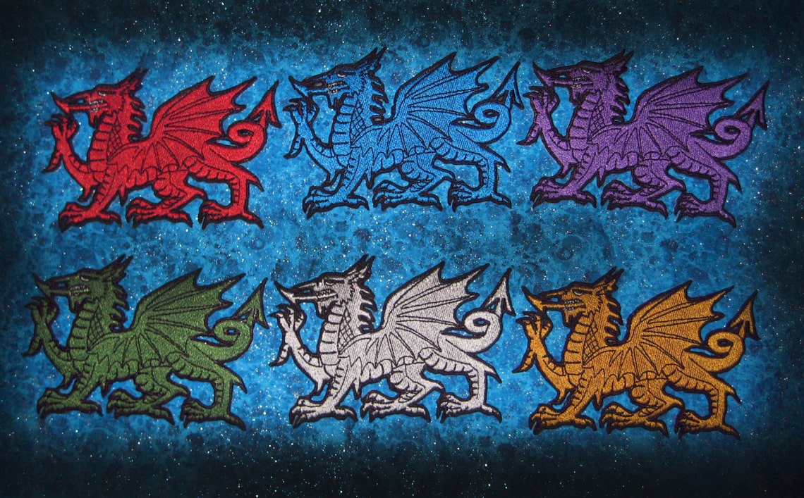Welsh Flag Red Dragon Heraldic Heraldry Iron on Patch Pair - Etsy