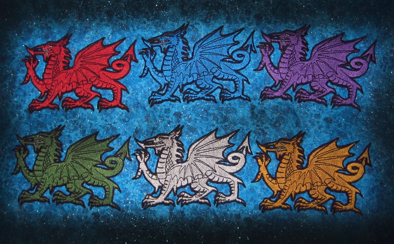 Welsh Flag Purple Dragon Heraldic Heraldry Iron on Patch Pair - Etsy