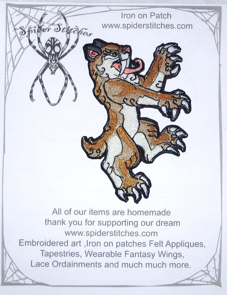 Rampant Saber Toothed Tiger Cat Heraldic Heraldry Iron on Patch - Etsy