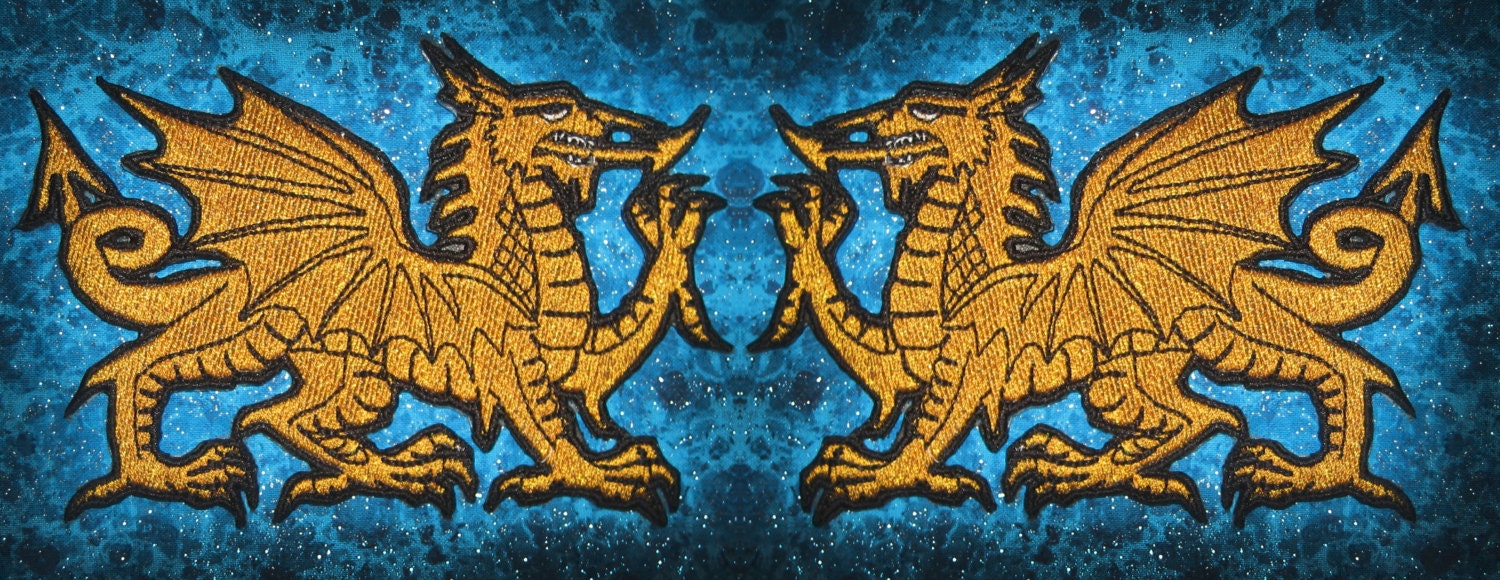 Welsh Gold Dragon Heraldic Heraldry Iron on Patch Pair | Etsy