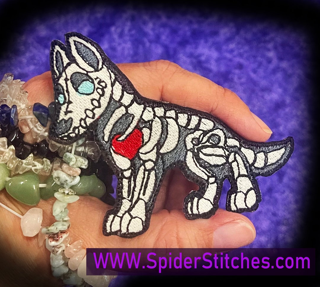 Skeleton Bone Dog German Shepherd Alsatian Iron on Patch Pin Badge - Etsy