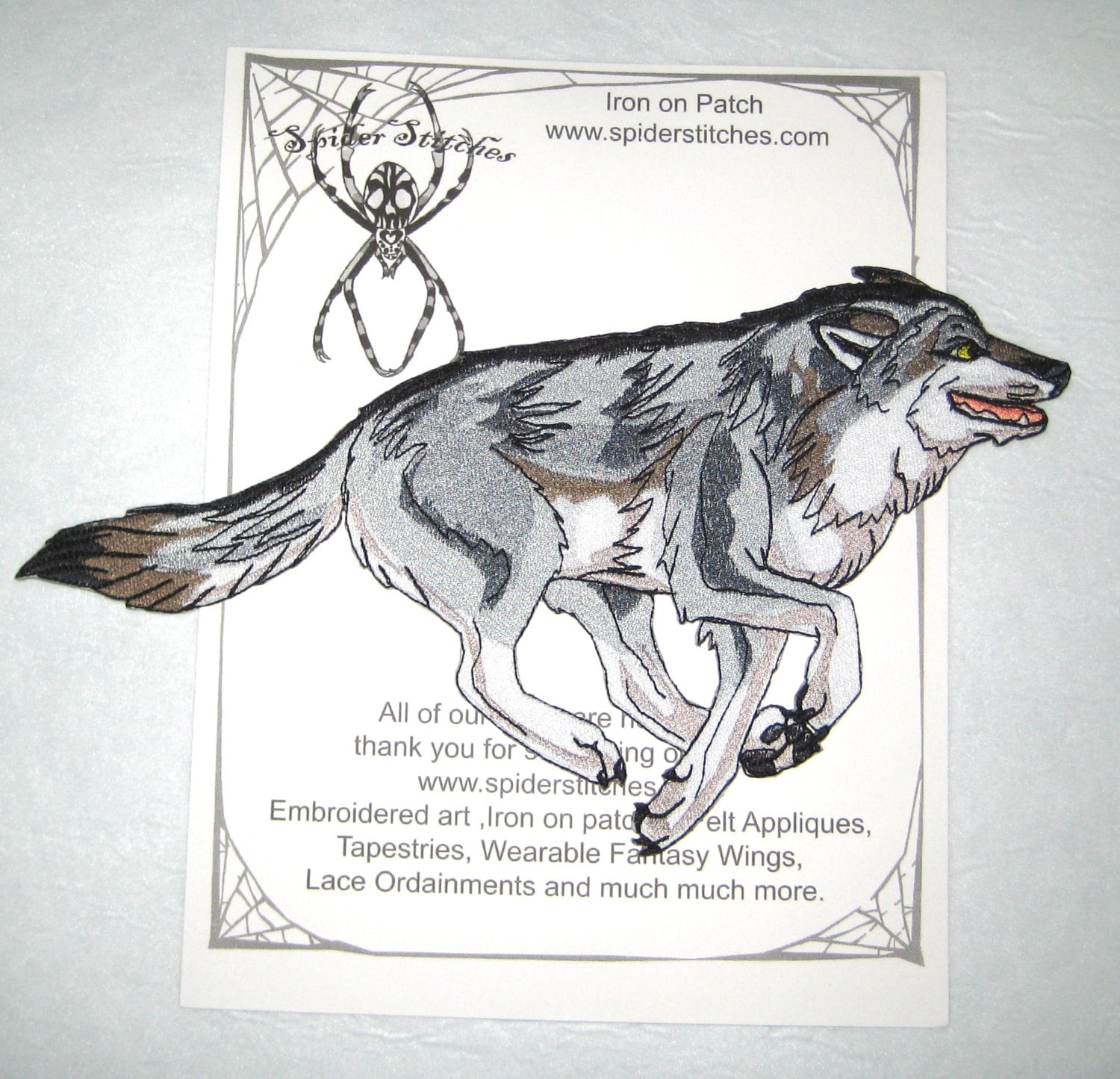 HUGE Running Timber Grey Wolf Iron on Patch Color Options Grey - Etsy