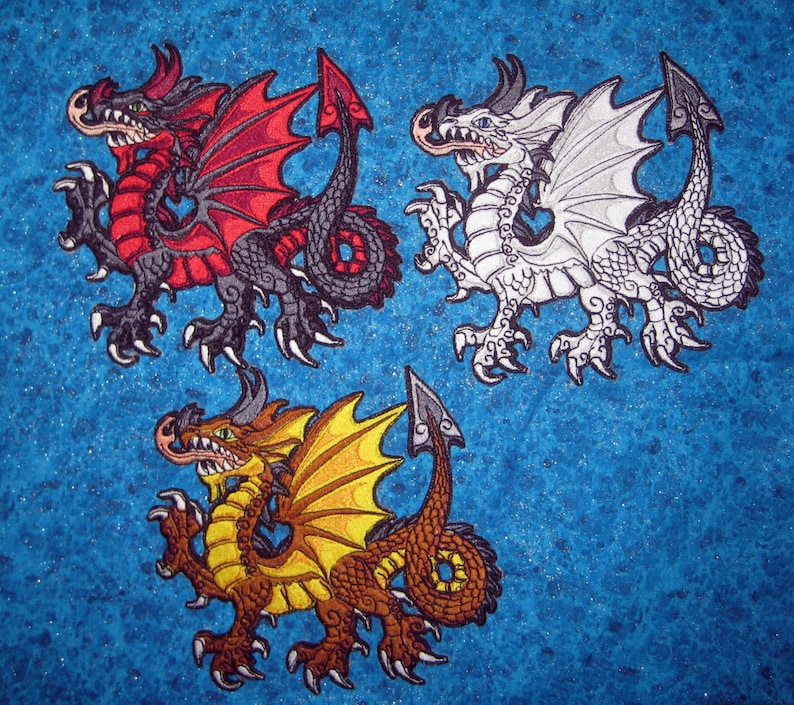 HUGE Rampant Dragon Dragon Heraldic Heraldry Iron on Patch - Etsy