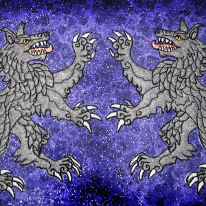 FELT Rampant Wolf Heraldic Heraldry Iron on or Sew on Patch Pair ...