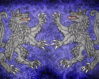 FELT Rampant Wolf Heraldic Heraldry Iron on or Sew on Patch - Etsy