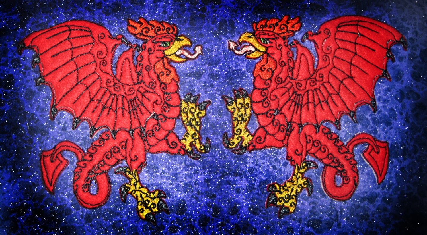 FELT Rampant Red Cockatrice Heraldic Heraldry Iron on or Sew | Etsy
