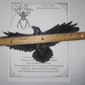 Huge Flying Raven Crow Wings Open Bird Iron on Patch - Etsy