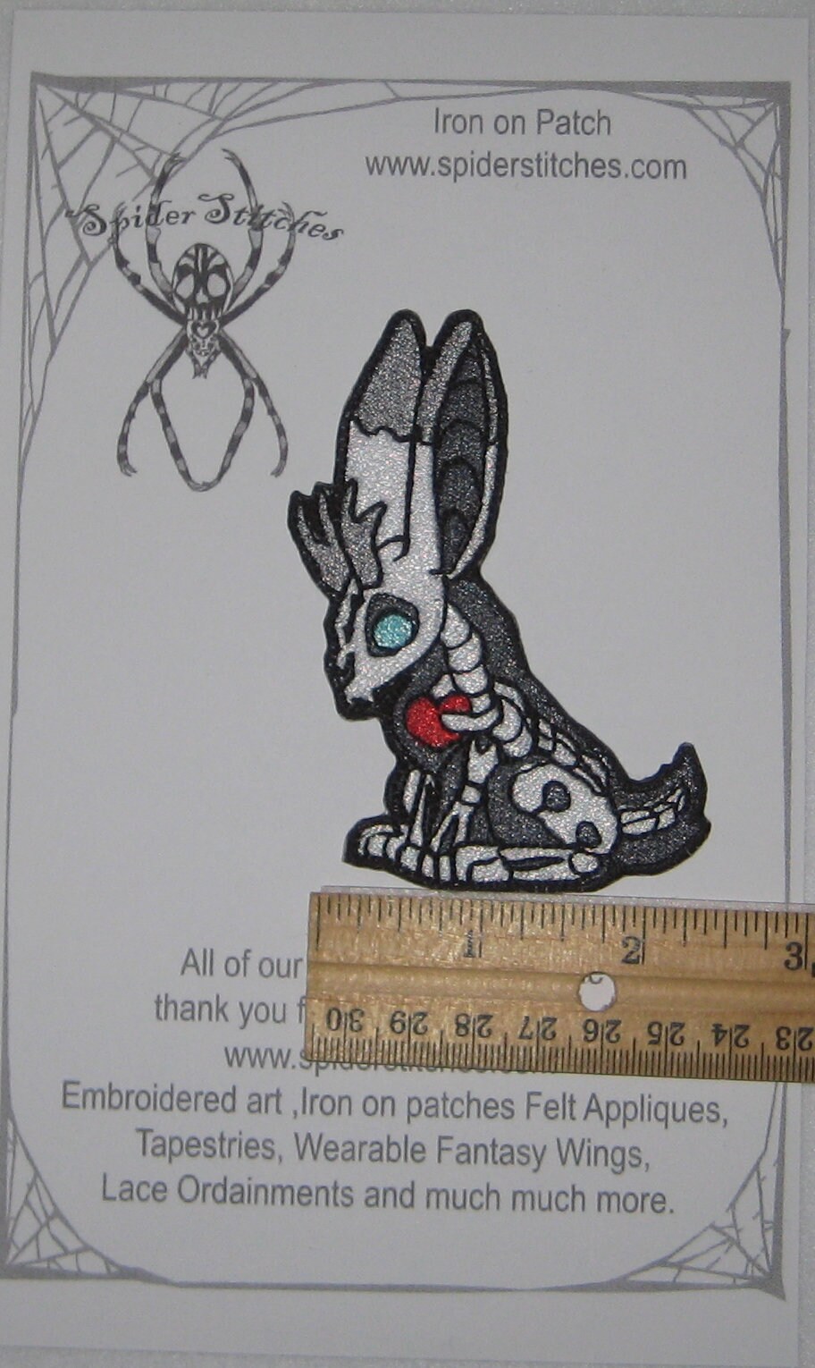 Skeletal Jackalope Jack Rabbit Bunny Skeleton Bone Iron on Patch Sew ...
