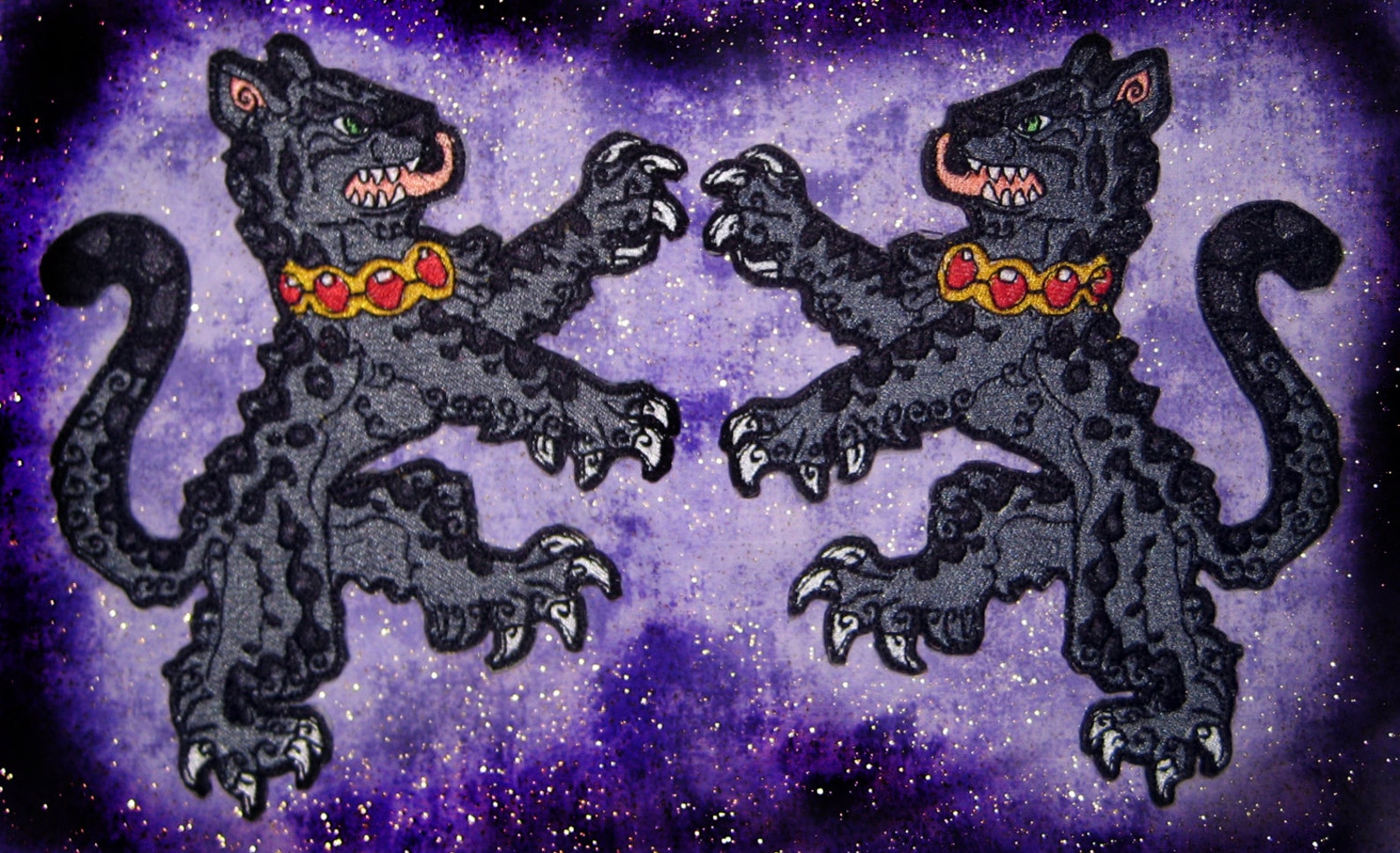 Heraldic Leopard Panther Pair Heraldry Iron on Patch Applique | Etsy
