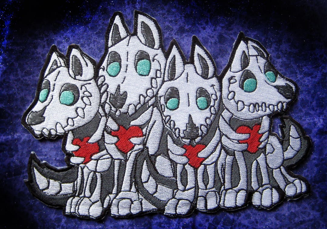 HUGE Skeletal Skeleton Bone Wolf Pack Iron on Patch Sew Applique Wolves ...