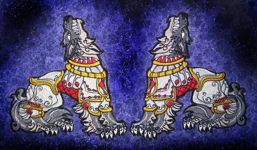 HUGE Rampant Iron Armored Wolf Heraldic Heraldry Iron on Patch Pair ...