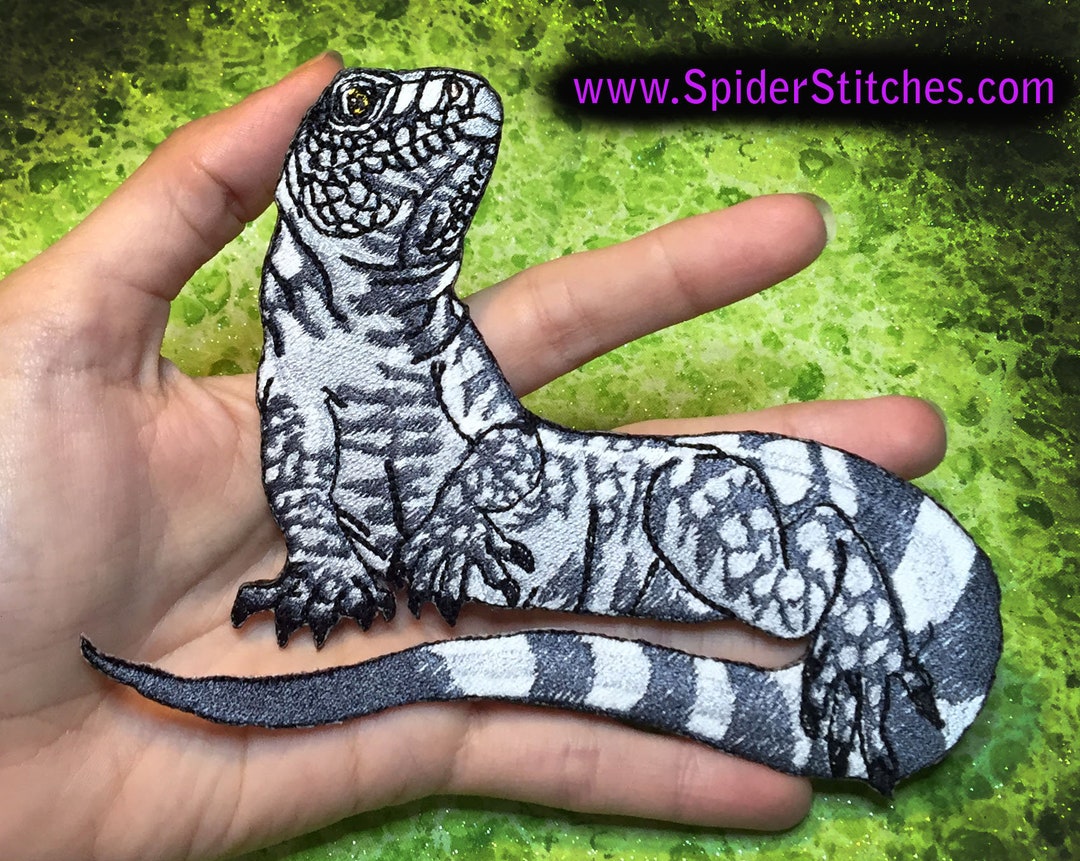 Argentine Black and White Tegu Monitor Lizard Iron on Patch LIFE LIKE ...