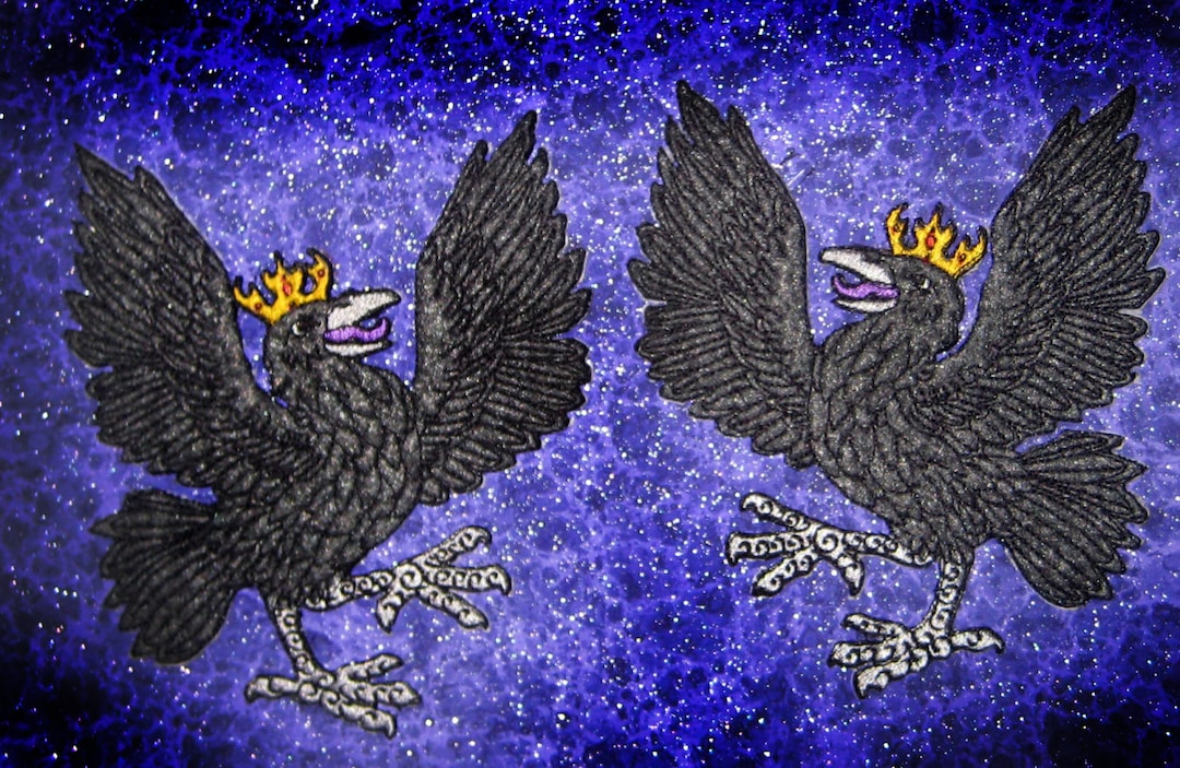 FELT Rampant Raven Heraldic Heraldry Iron on or Sew on Patch Pair ...