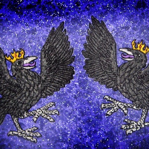 FELT Rampant Raven Heraldic Heraldry Iron on or Sew on Patch Pair ...