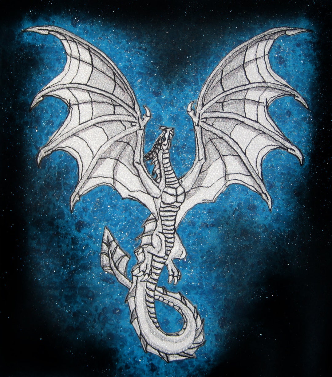 HUGE Flying Wyvern Dragon Cloud White Iron on Patch - Etsy