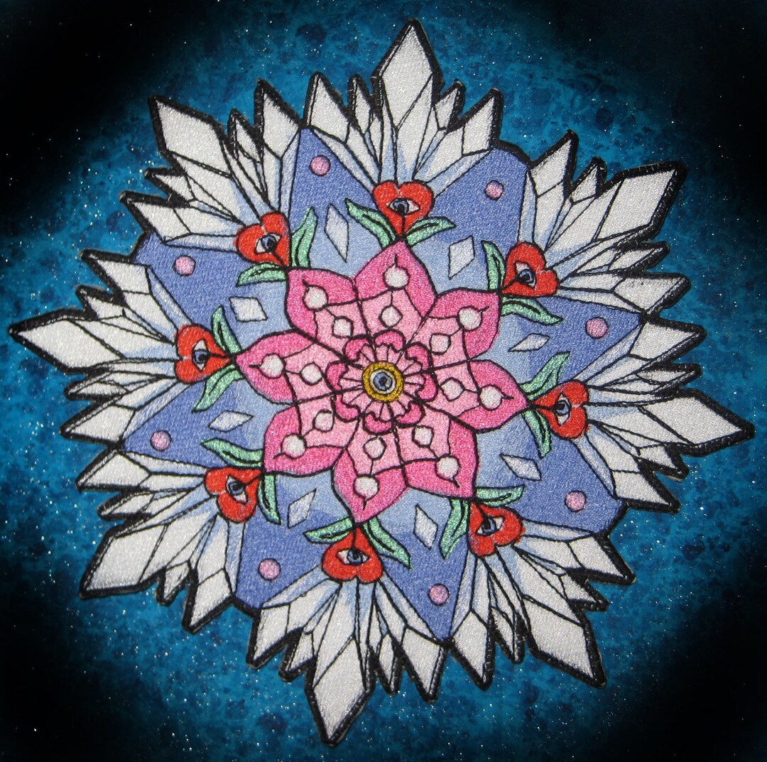 Pink Crystal Mandala Lotus Flower and 3rd Eye Iron on Patch - Etsy