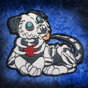 Skeleton Bone Dog Sitting Pit Bull Staffordshire Terrier Iron on Patch ...