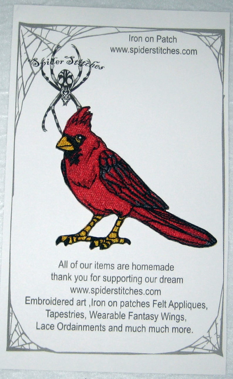 Northern Red Cardinal Bird Iron on Patch | Etsy