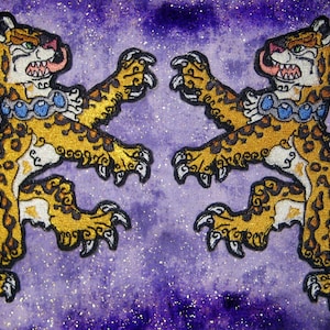 Heraldic Leopard Panther Pair Heraldry Iron on Patch Applique Black or ...