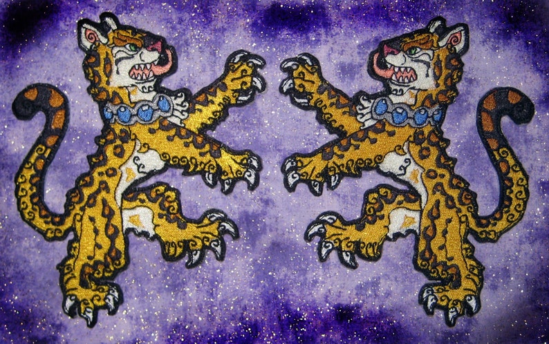 Heraldic Leopard Panther Pair Heraldry Iron on Patch Applique - Etsy