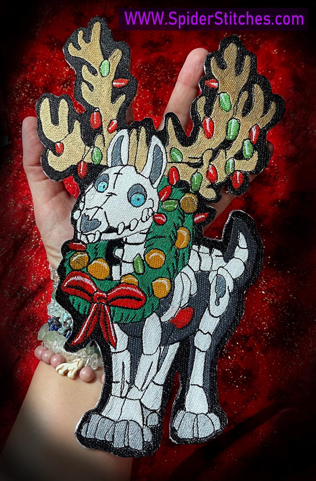 HUGE Christmas Reindeer Skull Embroidered Patch: Pagan Gothic Iron-on ...