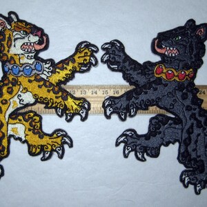 Heraldic Leopard Panther Pair Heraldry Iron on Patch Applique Black or ...
