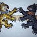 Heraldic Leopard Panther Pair Heraldry Iron on Patch Applique Black or ...