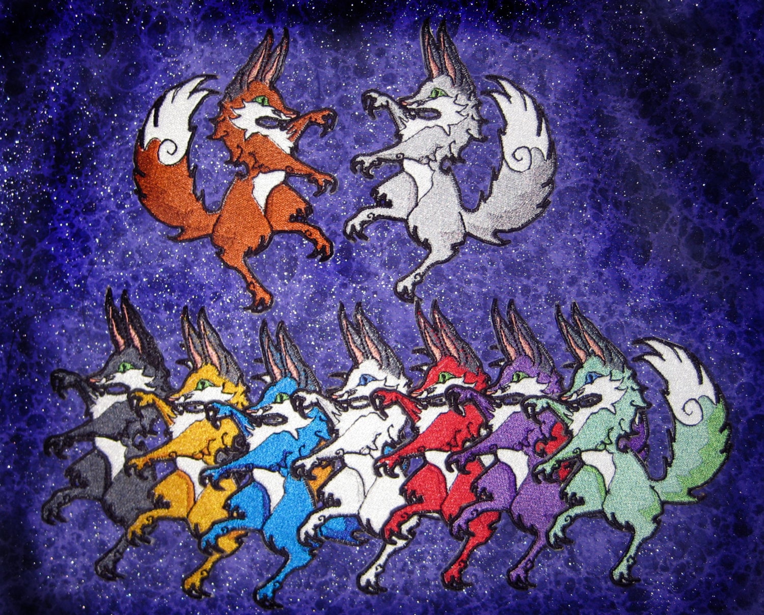 Fox Pair Medieval Renascence Crest Heraldic Heraldry Iron on Patch Pair ...