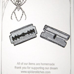 Life Sized Razor Blade Blades Pair Iron on Patch - Etsy