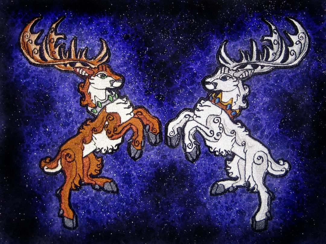 HUGE Rampant Stag Deer Buck Hart Heraldic Heraldry Iron on Patch Many ...