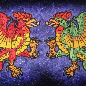 HUGE Rampant Cockatrice Heraldic Heraldry Iron on Patch Many Color ...