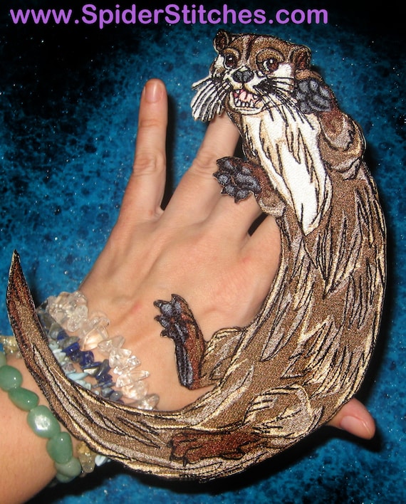 Swimming North American River Otter Iron on Patch Lontra | Etsy